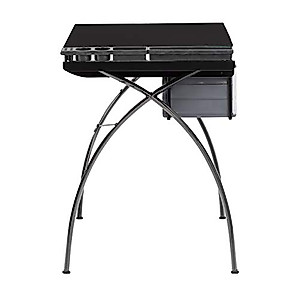 Futura Crafting, Drafting, Drawing Table with Adjustable Top, Black and Black Glass