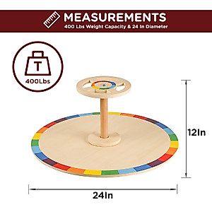 Monläurd® Wooden Sit And Spin, 24 Inch Large Sit And Spin Toy, Sit N Spin, Montessori Spinner Seat, Spinning Chair, For Toddlers & Adults