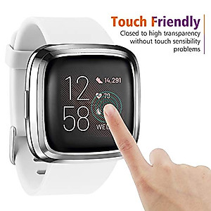 [6 Pack] Mugust Screen Protector Compatible with Fitbit Versa 2 Case, TPU Plated Full Around Protective Case Cover (Black, Space Gray, Silver, Rose Gold, Rose Pink, Clear)