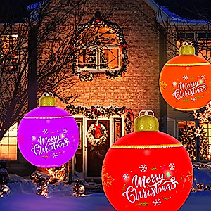 [Upgraded] Hysagtek Extra Large Inflatable Christmas Ornaments, 24 Inch Giant Inflatable Christmas Yard Decorations with Rechargeable Light, Remote & Air Pump for Outdoors Holiday Yard & Pool Decor