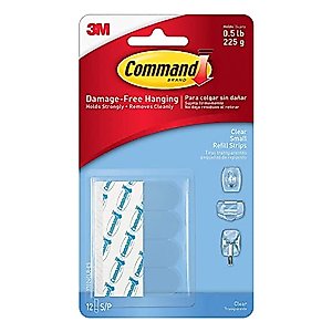 Command Small Refill Strips R69D, 24 Strips, Clear,