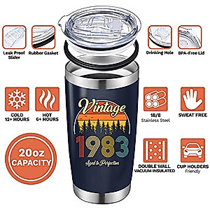 40th Birthday Gifts Women, Men - 40th Birthday Decorations Women, Men - 1983 40th Birthday Gift, 40 Year Old Birthday Gifts For Women Unique - Funny Happy 40th Turning 40 Cup Ideas - Tumbler 20 Oz