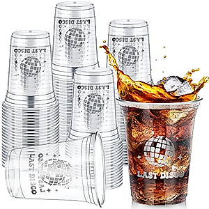 Geyee 48 Pack Disco Disposable Party Cups, 16oz Disco Party Supplies Disco Ball Disposable Plastic Cup 70s 80s 90s Disco Party Hot and Cold Drinks for Cups Bachelorette Wedding Party Picnic Supplies