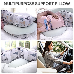 LILLY LA VIE Memory Foam Pregnancy Pillows for Sleeping, Side Sleeper Body Pillow - GOTS Certified 100% Organic Cotton Cover, Wedge Pillow - Support Back, Hips, Legs, Belly - Pregnancy Must Haves (Aqua Haze)