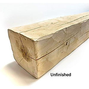 Wilson 8"x 8"x 72" Hand-Hewn Barn Beam Mantel, Rustic Coffee Color Solid Wood Shelf (1 Piece)