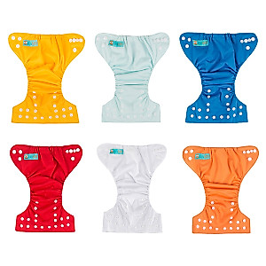 ALVABABY 6pcs with 12 Inserts Baby Cloth Diapers Pocket Newborn Diaper for Less Than 12pounds Baby Snaps Cloth Diapers Nappy