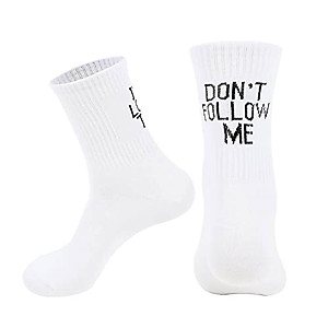 Follow Printing Am Cotton Don't Socks Too Socks Fun Socks I Lose Me Long Medium Socks Womens Socks (White, One Size)