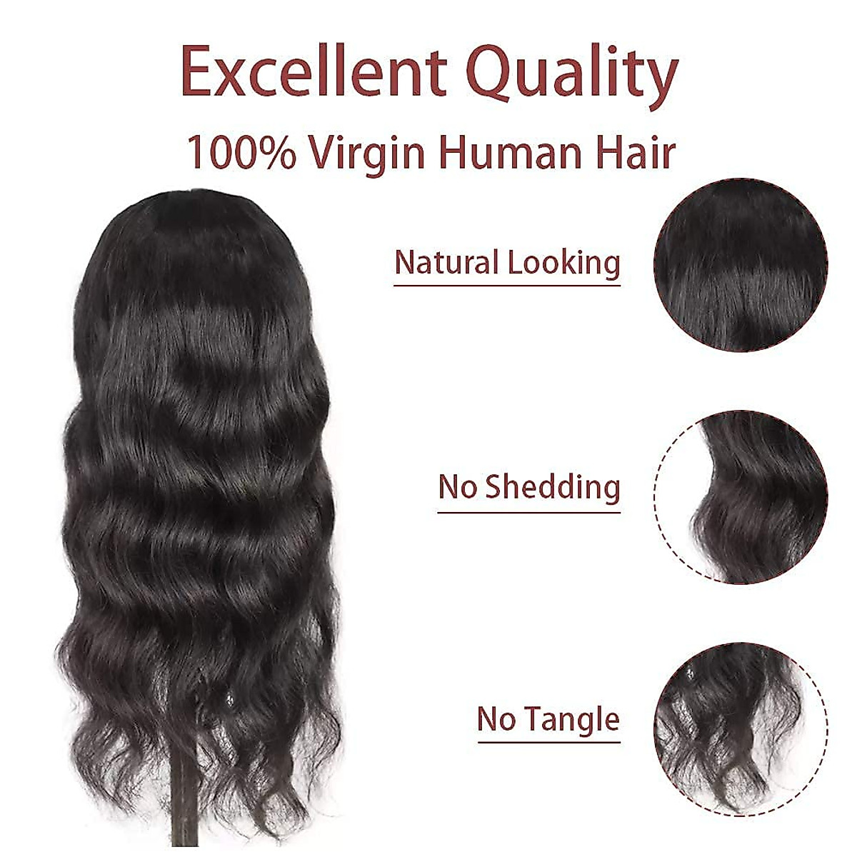 Feibin Headband Wig Human Hair Wigs for Black Women Human Hair Headband Wig Body Wave 14 Inch Wear and Go Wigs Glueless Human Hair Wig Machine Made None Lace Front Wig Natural Black Color 150% Density