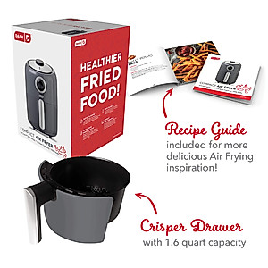 DASH Compact Air Fryer Oven Cooker with Temperature Control, Non-stick Fry Basket, Recipe Guide + Auto Shut off Feature, 2 Quart - Grey