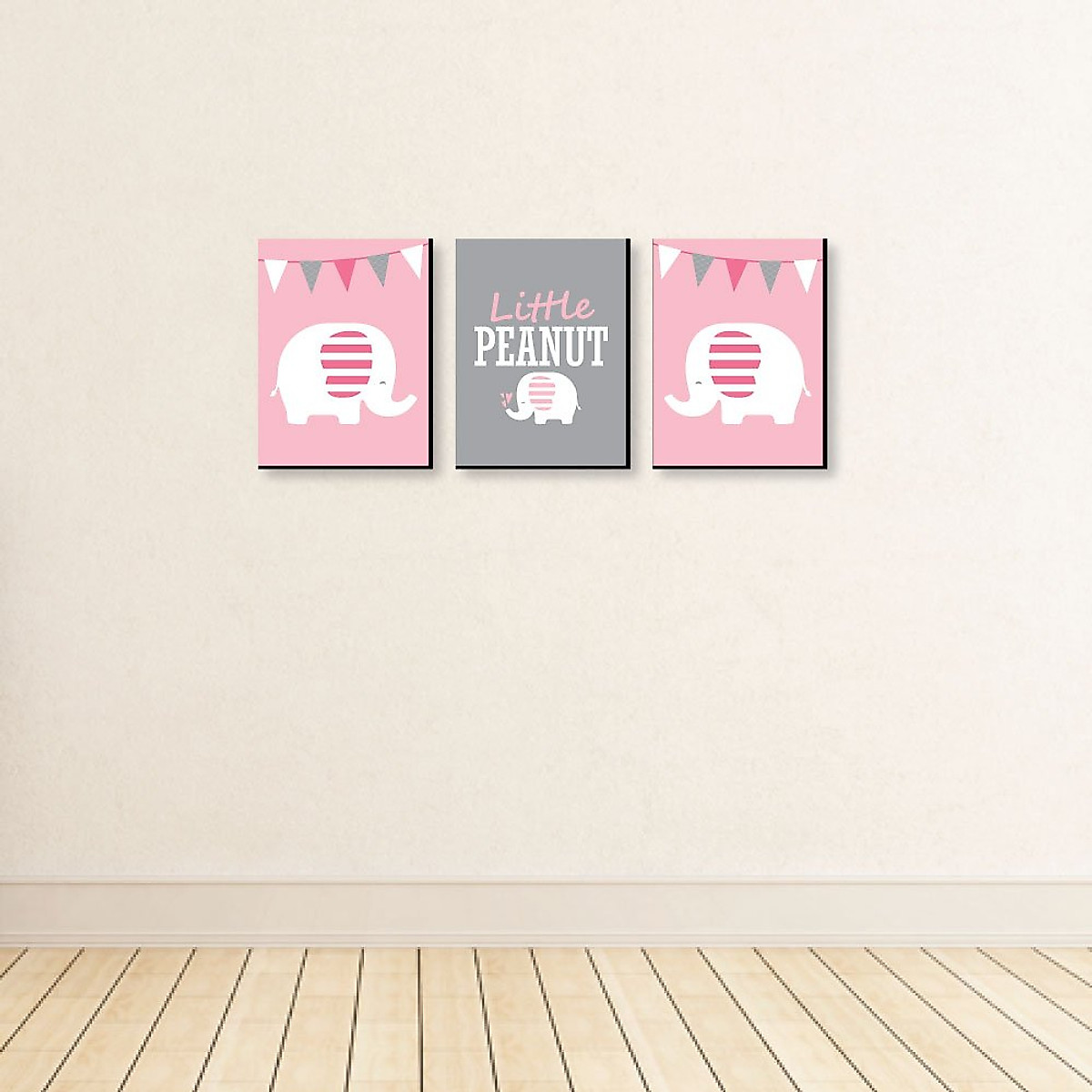 Big Dot of Happiness Pink Elephant - Baby Girl Nursery Wall Art and Kids Room Decorations - Gift Ideas - 7.5 x 10 inches - Set of 3 Prints