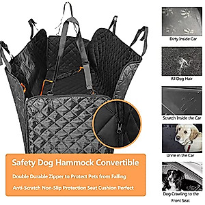 Mogijflxcam Dog Car Seat Cover for Back Seat - Waterproof Durable Dog Hammock for Car with Mesh Window - Scratchproof Nonslip Pet Seat Covers for Car Truck or SUV