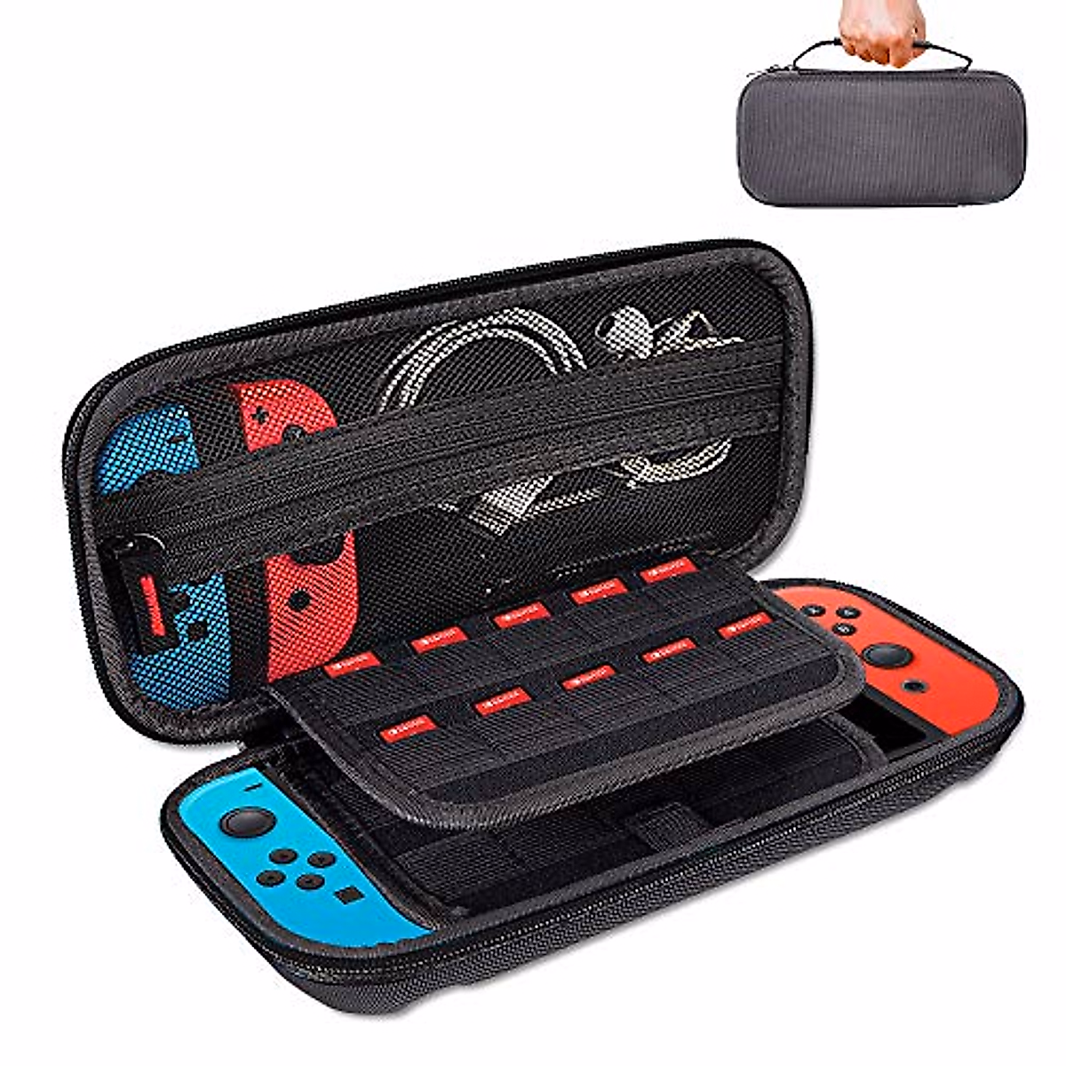 XBrand Carrying Case for Nintendo Switch, Protective Portable Hard Shell Pouch for Nintendo Switch, Premium Travel Game Bag with 10 Game Card Slots for Switch Accessories. (Red)