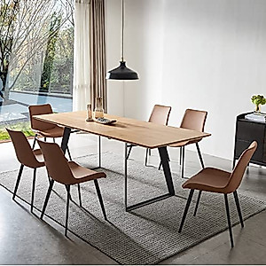 ZckyCine Modern mid-Century Dining Table Dining Room Table and Chairs for 4 Rectangular Wooden Dining Table Extendable Dining Table Space-Saving Multifunctional Dining Table