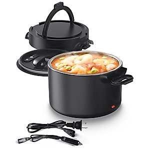 CDBEEE Electric Lunch Box for Adults,100W Heated Lunch Box 12/24/110V Lunch Warmer Leakproof,33Oz Portable Food Warmer for Work,Travel, home,Office,On-the-Go,Lonchera Eléctrica Portátil (Black)