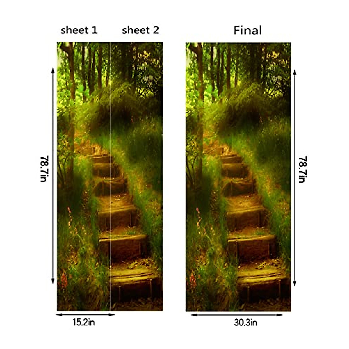 Door Mural - FLFK 3D Door Sticker Peel and Stick, Removable Self-Adhesive Scenic Door Wallpaper for Home Decor, 30.3 "W x 78.7 "L, Set of 2 Sheets