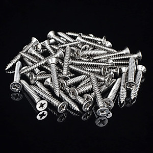 Jigreat #8 x 1-1/4" Stainless Steel 304 (18-8) Flat Head Phillips Wood Screws 50pcs Solid Stainless Screw
