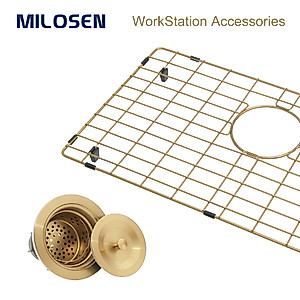 MILOSEN Gold RV Kitchen Sink, RV Camper Kitchen Sink, Small Single Bowl RV Sinks for a Camper Kitchen, 25×15 inch Undermount RV Sink with Gold Basket Strainer
