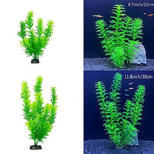 Smoothedo-Pets Aquarium Plants Fish Tank Decorations Plastic Artificial Plant Goldfish Waterscape Fish Hides Classic Aquatic Plants (Green Set)