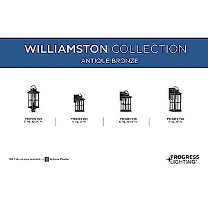 Progress Lighting Williamston Collection 1-Light Clear Glass Antique Bronze Farmhouse Outdoor Small Wall Lantern Light, 12.00x5.00x6.00