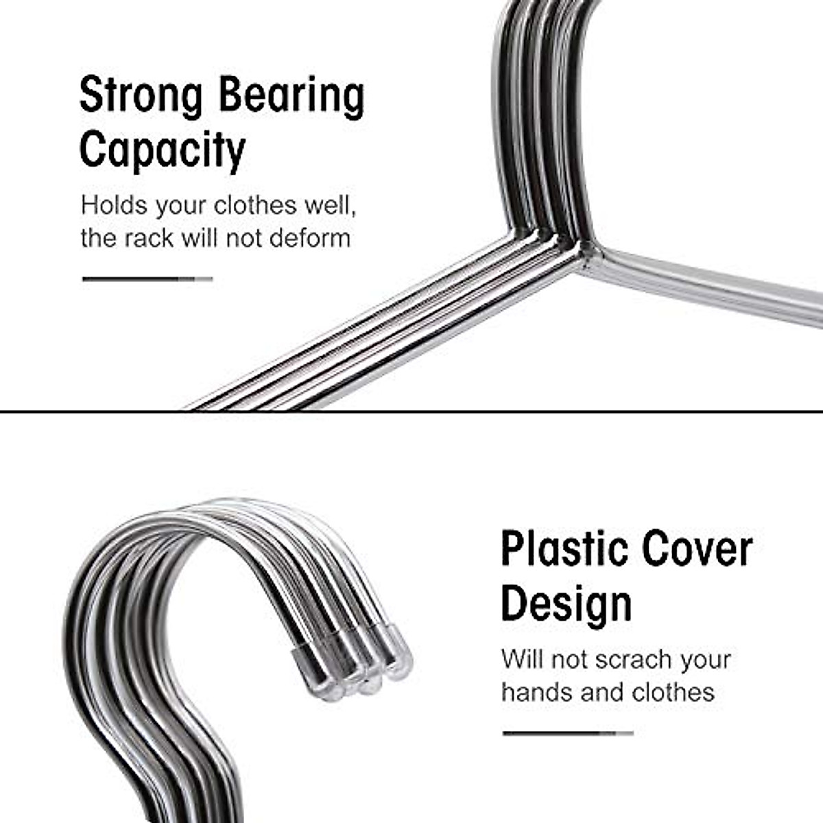 METLUCK 40 Pack Clothes Hangers Stainless Steel Strong Wire Metal Hangers -17.71 Inch, Silver