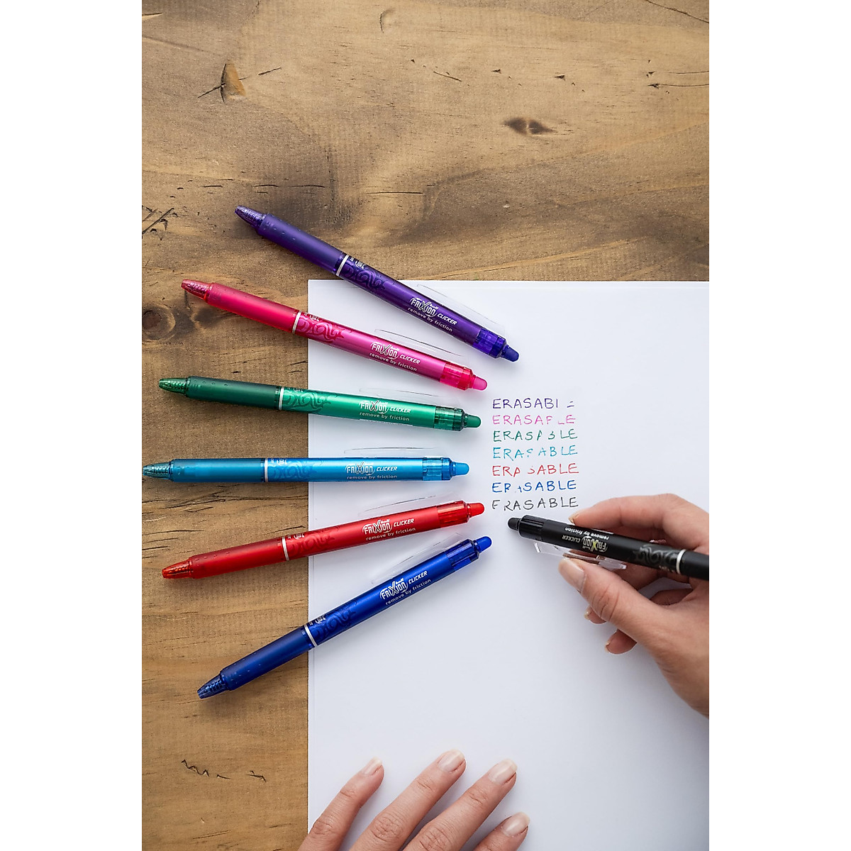 Pilot FriXion Clicker Retractable Erasable Gel Pens, Fine Point, Blue Ink (6)