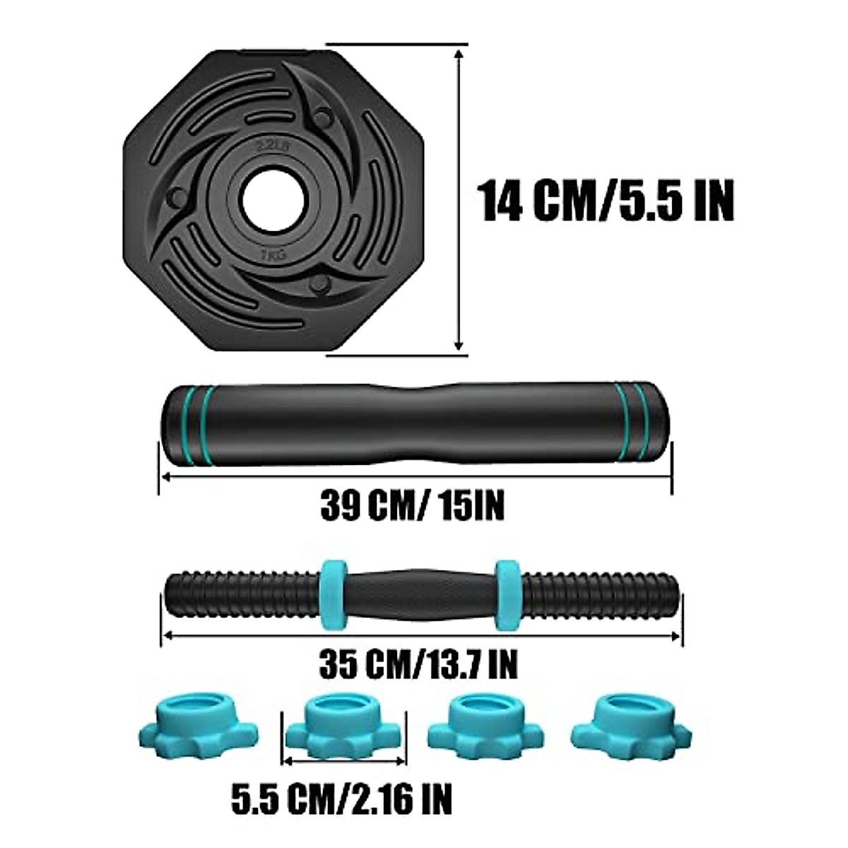 Weights Dumbbells Set,20LB Adjustable ARUNDO Exercise Equipment for Home Gym Workouts,Free Weights Muscle Building Barbell Set for Men/Women