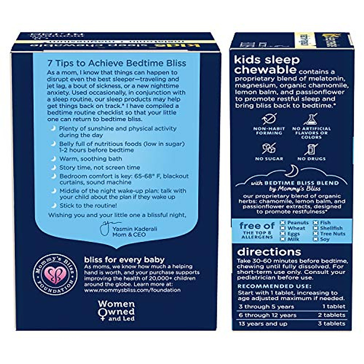 Mommy's Bliss Kids Sleep Chewable Tablets: Melatonin & Magnesium with Calming Herbs, Natural Sleep Aid , Grape Flavor, Sugar Free, Age 3+, (35 Servings)