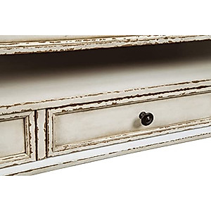 Signature Design by Ashley Realyn Vintage Farmhouse Rectangular Lift Top Coffee Table with Storage Drawer, White & Brown