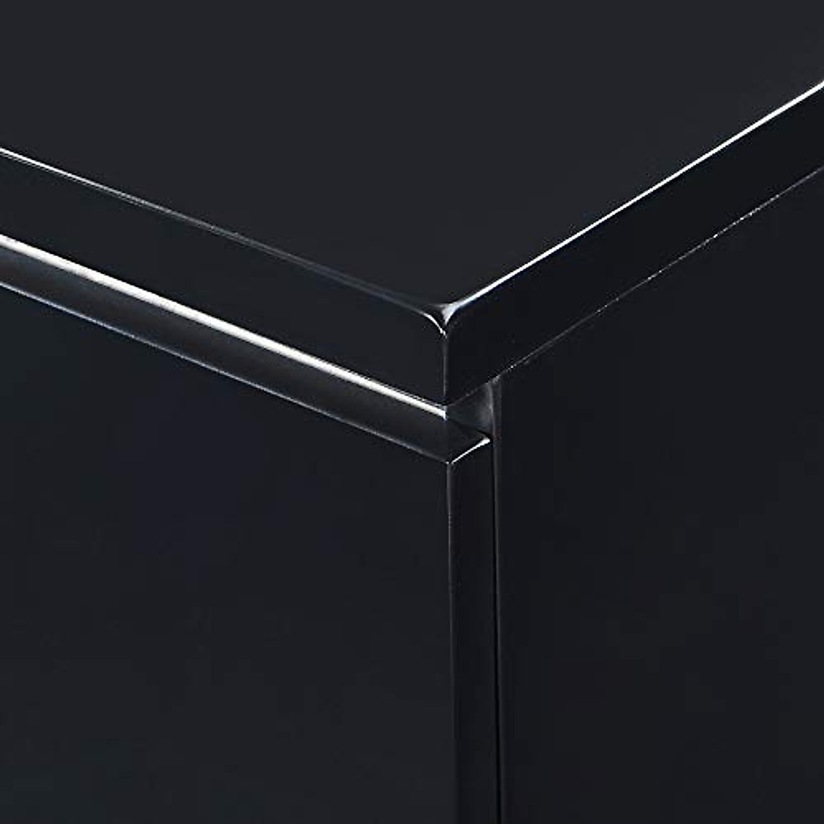 Finch Belmont Fully Assembled Nightstand Modern Mirrored Accent, Bedside End Table with Silver Handles, 3-Drawer, Black