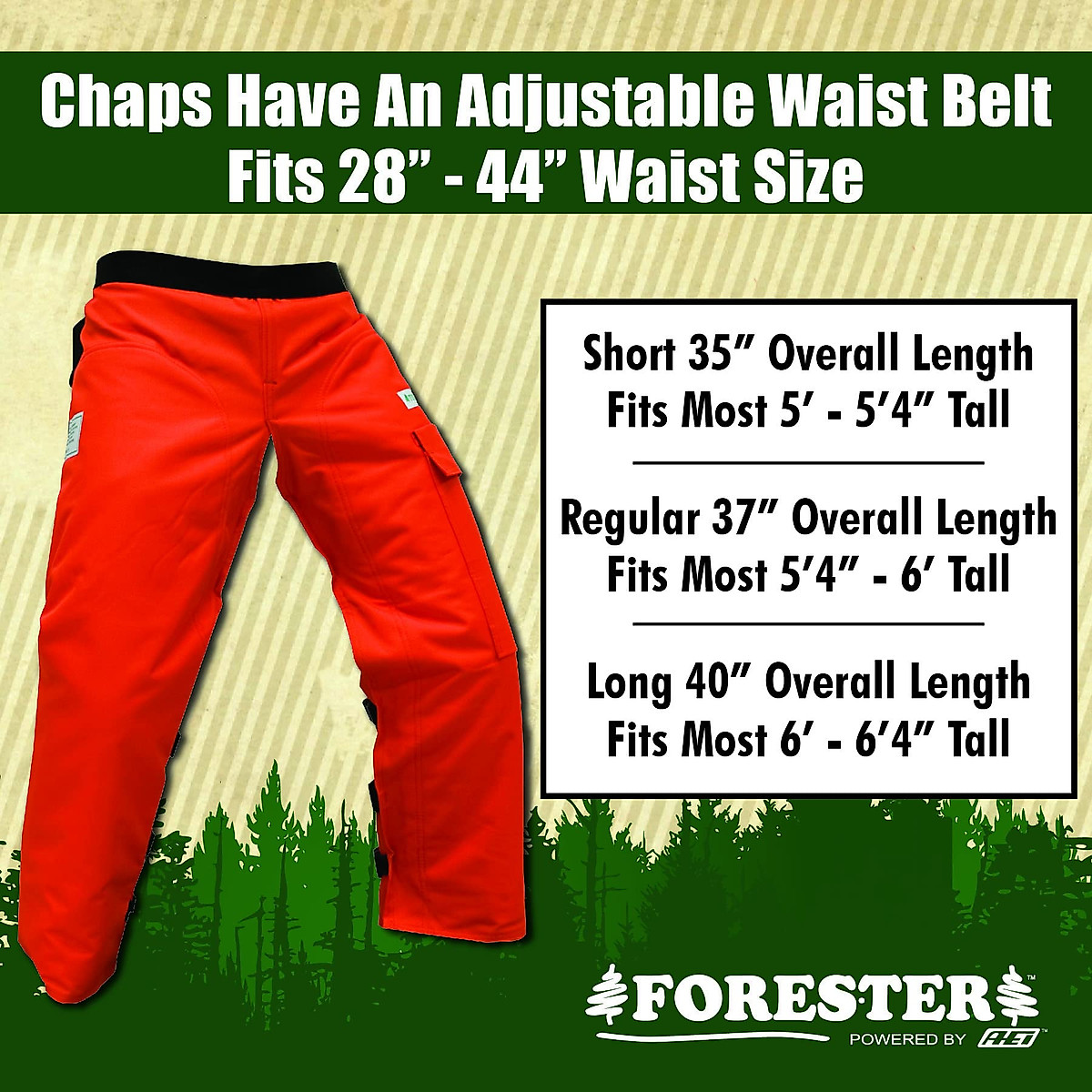 FORESTER Chainsaw Chaps for Men - Adjustable Belt - Chain Saw Chaps for Men, Apron Style W/Pocket, Chainsaw Safety Equipment, Chainsaw Safety Gear, Chainsaw Safety Chaps for Weed Eater