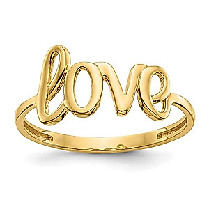 IceCarats 14K Yellow Gold Love Ring Size 7.00