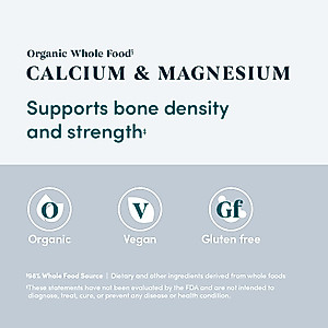 Amazon Elements Organic Whole Food Calcium & Magnesium, 90 tablets