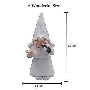 MINICAR Funny Female Gnome Statue for Outdoor Garden Yard Decoration Home Office Lady Knome Figurine Decor, Novelty Unique Paintable Gnome Gift for Women