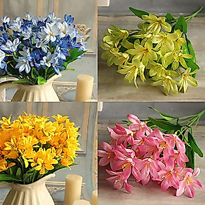 BaoST 1Pc 24 Flower Heads Lovely Artificial Lily Flower Real Touch Fake Flowers Bouquet for Wedding Party Banquet Home Hotel Office Garden Craft Art Decor Blue