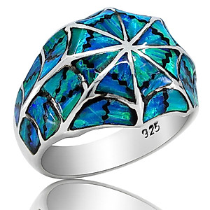 VY JEWELRY 925 Sterling Silver Blue Opal Ring - Made in Thailand - Size 9