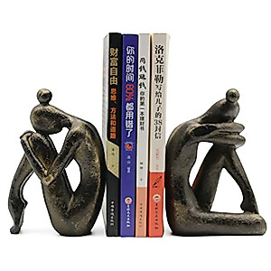 Lukitas Unique Decorative Girl Thinker Bookends, Home Office Books Shelves Stoppers Holder, Nonskid Book Stoppers, Creative Desktop Ornaments for Study Room Hotel Office Shelves, Resin, 1Pair/2Piece