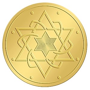 CRASPIRE 2 Inch Gold Embossed Envelope Seals Stickers Star of David 100pcs Embossed Foil Seals Adhesive Gold Foil Seals Stickers Label for Wedding Invitations Gift Packaging