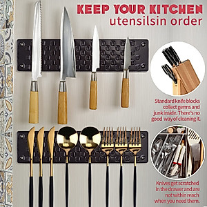 Diketone Magnetic Knife Holder for Wall 2 Pack Self-adhesive Knife Magnetic Strip for Blackstone Grills Kitchen Powerful Magnetic Pull Force Knife Rack for Weber Grills