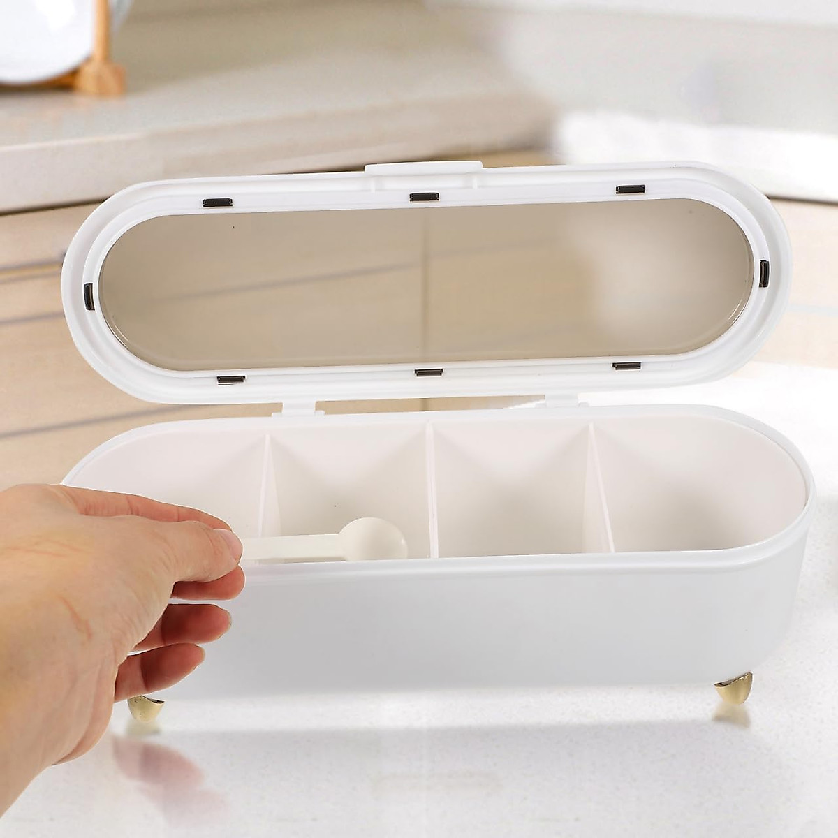 Hemoton Flatware Tray with Lids Plastic Cutlery Storage Box Kitchen Cutlery Utensil Drawer Organizer with Cover Silverware Countertop Storage Containers (White)