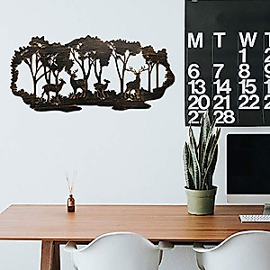 Juegoal Metal Wall Art-Deer in the Forest Wall Decor Hanging for Living Room, Bedroom, Bathroom Indoor Outdoor, 21 x 10 Inch