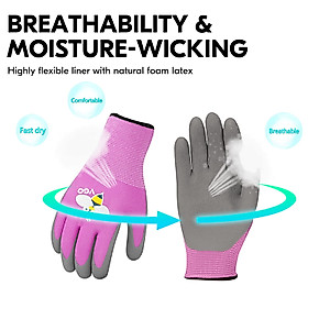 Vgo... 1-Pair Age 3-5 Kids Gardening Gloves, Children Yard Work Gloves, Soft Safety Rubber Gloves (XXXS, Purple, KID-RB6013)