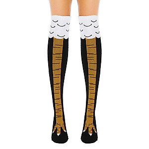 COMNICO Chicken Leg Socks 1 Pair 24 Inches Crazy Novelty Thanksgiving Turkey Animal Feet Claw Knee High Chicken Lady Stockings Adult Humor Party Funny Gifts for Women Men Kids