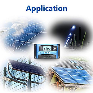Fuhuihe 12V/24V MTTP Solar Charge Controller Solar Panel Battery Charger Intelligent Regulator with Dual USB Port LCD Display Overcurrent Protection for Home, Industry, Commercial (Blue, 100A)