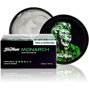 BluMaan Monarch Men’s Matte Paste - High Hold Matte Finish - Versatile, Easy To Apply, Weightless Control, Nourishing and Cleansing Hair Care Essential with Natural Ingredients