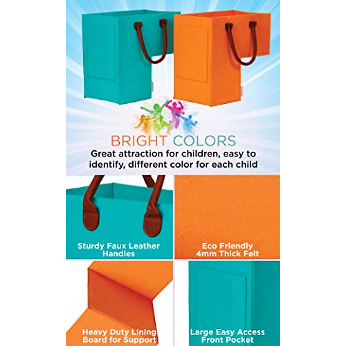 Staircase Basket with Handles for Carpeted and Wooden Stairs, L-Shaped Collapsible Stair Storage Baskets for Organizing Toys, School Work, Shoes and More, 4mm Felt Basket for Stairs in Home or Office