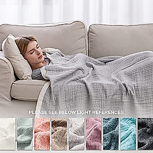 SE SOFTEXLY Cotton Muslin Throw Blanket for Adults,Breathable 4-Layer Yarn Dyed Linen Texture Gauze Blanket for Bed Sofa Couch,Super Soft Lightweight Twin Size Blanket for All Season（60"x80",Grey）