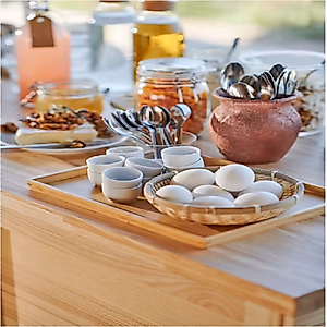 OSTBIT Serving Tray Bamboo Food Organizer Solid Wood Trays 25x33 cm