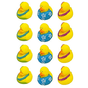 Cool Rubber Ducks (2") Standard Size. (12 Pack) Cute Duck Bath Tub Pool Toys. (Luau Rubber Duckies)