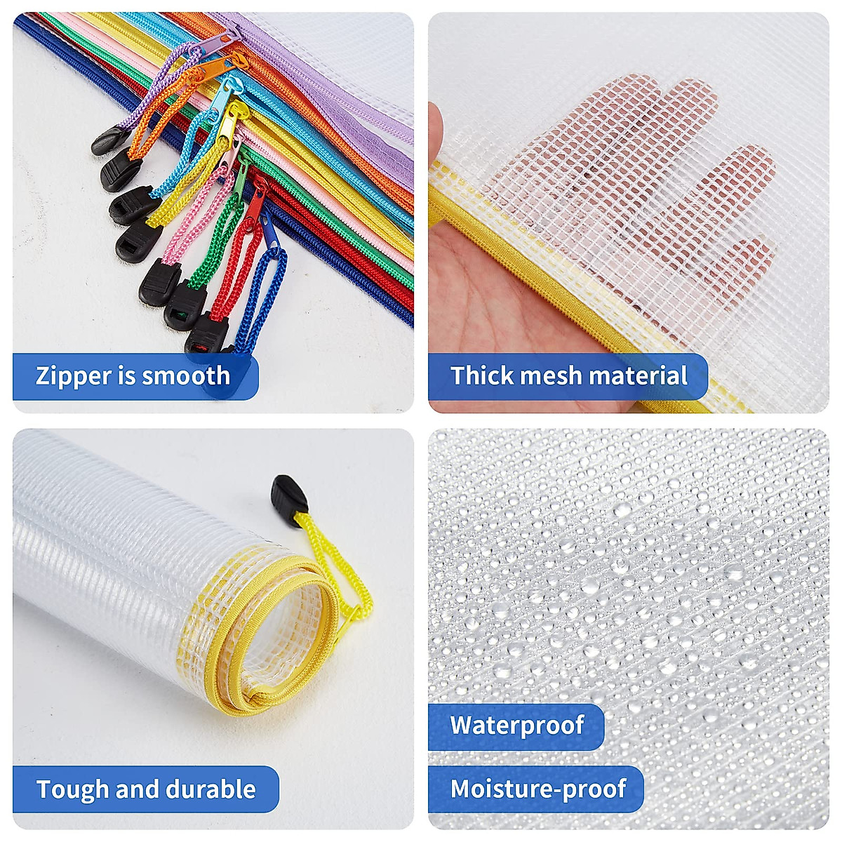 Sciluvi 20pcs Mesh Zipper Pouch, 5 Sizes Zipper Bags for School and Office Supplies, Durable Pouchesfor Organizing Storage, Puzzle Bags for Board Games Storage