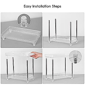 Bathroom Countertop Organizers, Transparent Cosmetic Organizer Tray Makeup Storage Shelf Caddy Stand for Bathroom Vanity Bedroom Kitchen (2-Tier)